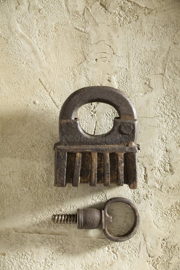 Padlock with key open stock photo. Image of antique - 136067642