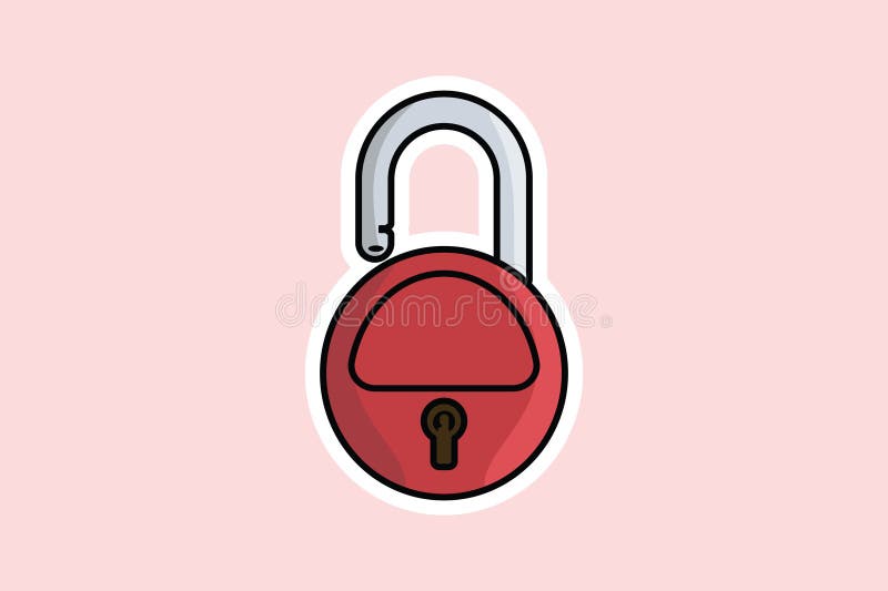 Padlock Secure Sticker Vector Illustration. Technology and Safety ...