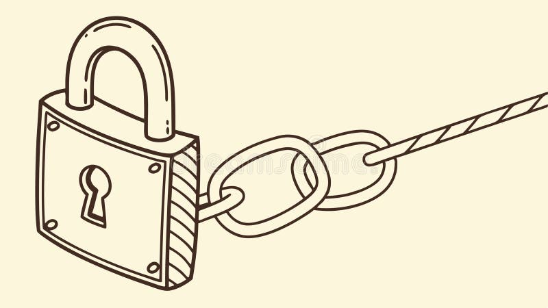 Padlock Secured with Chain Link. Security Protection Lock. Vector ...