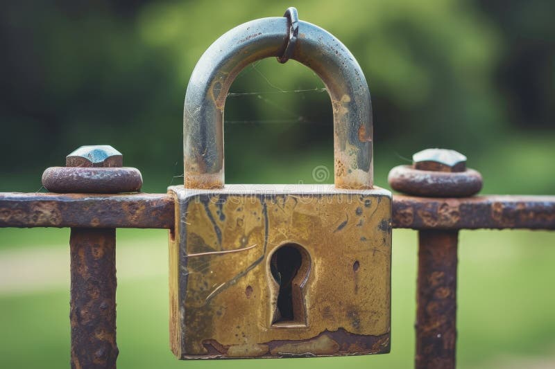 A Padlock is Securely Attached To a Sturdy Metal Fence, Ensuring Safety ...