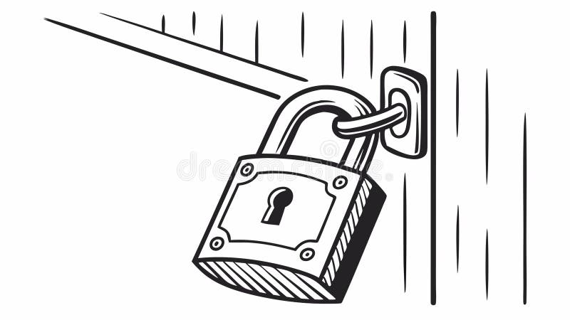 Padlock Securing a Gate Sketch Drawing, Vector Design Generative AI ...