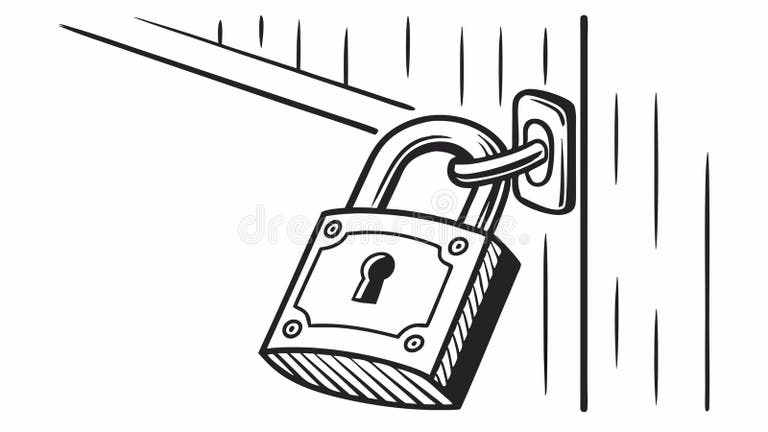 Padlock Securing a Gate Sketch Drawing, Vector Design Generative AI ...