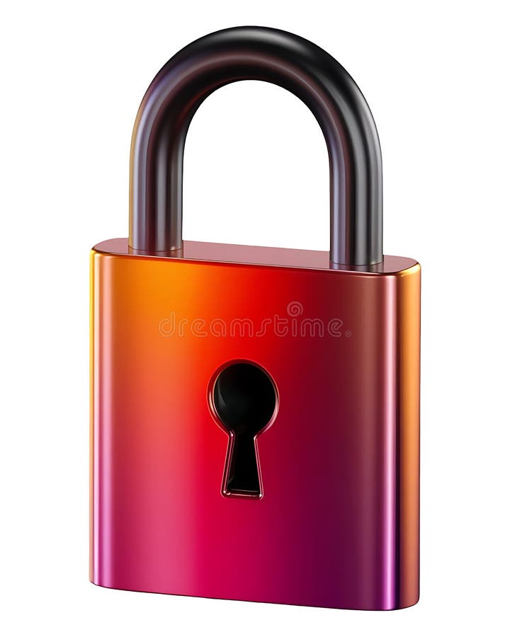 Padlock Security Colorful Gradient Design Icon 3d Red Web Safe Data ...