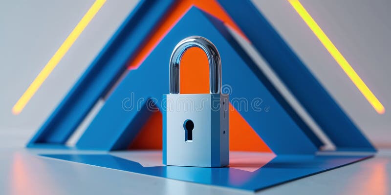 Padlock Security Concept in Geometric Shape with Modern Vivid Colors ...