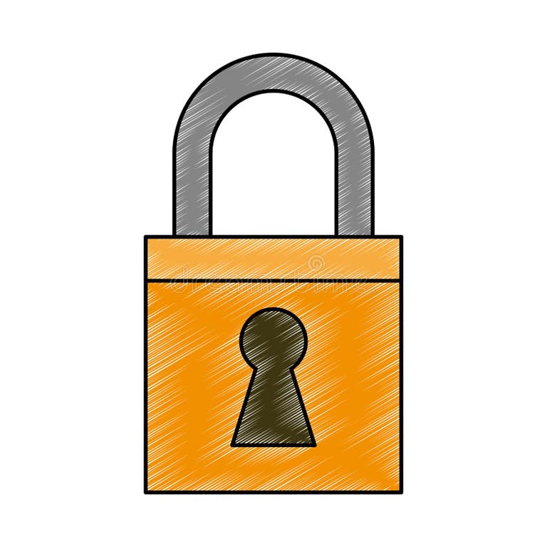 Padlock Security Emblem Scribble Stock Vector - Illustration of ...