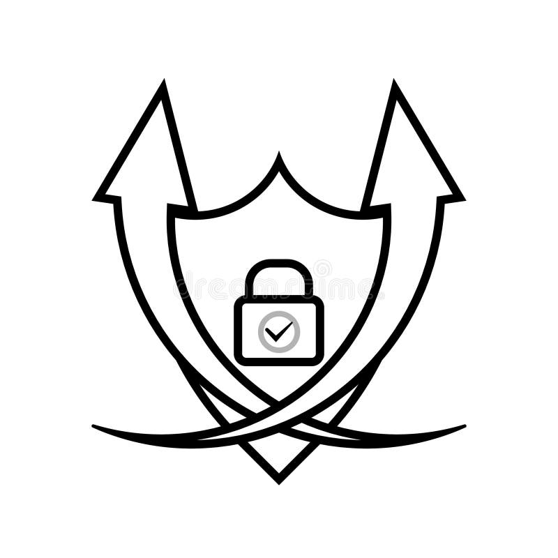 Padlock and Security Shield with Check List. Logo or Icon. Outline ...