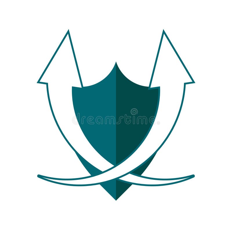 Padlock and Security Shield with Two Arrows. Flat Design Style Stock ...