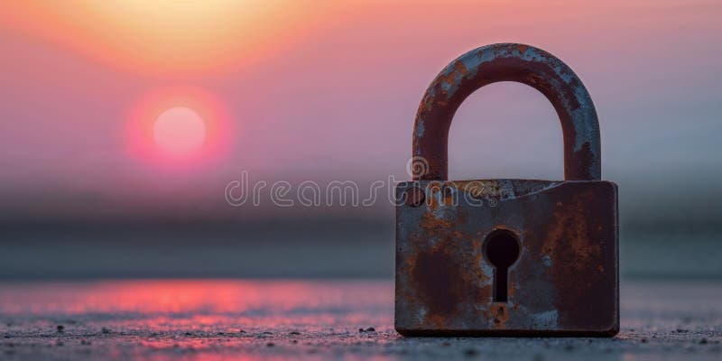 Padlock Security Sunset Abstract Concept. Stock Image - Image of ...