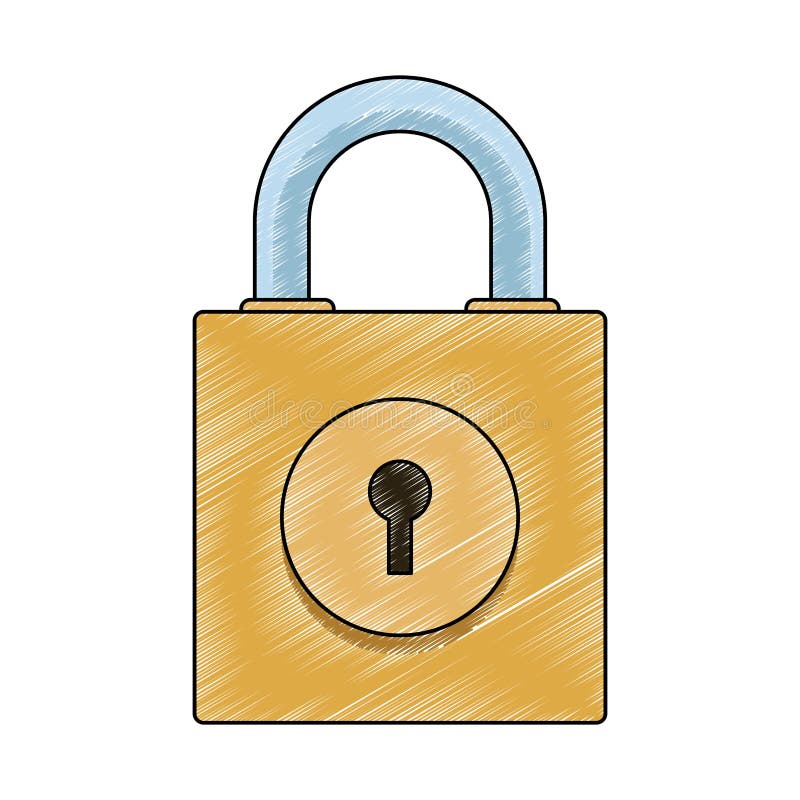 Padlock Security Symbol Scribble Stock Vector - Illustration of emblem ...