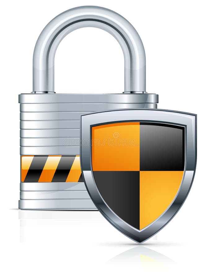 Padlock and shield stock vector. Illustration of concept - 21416957