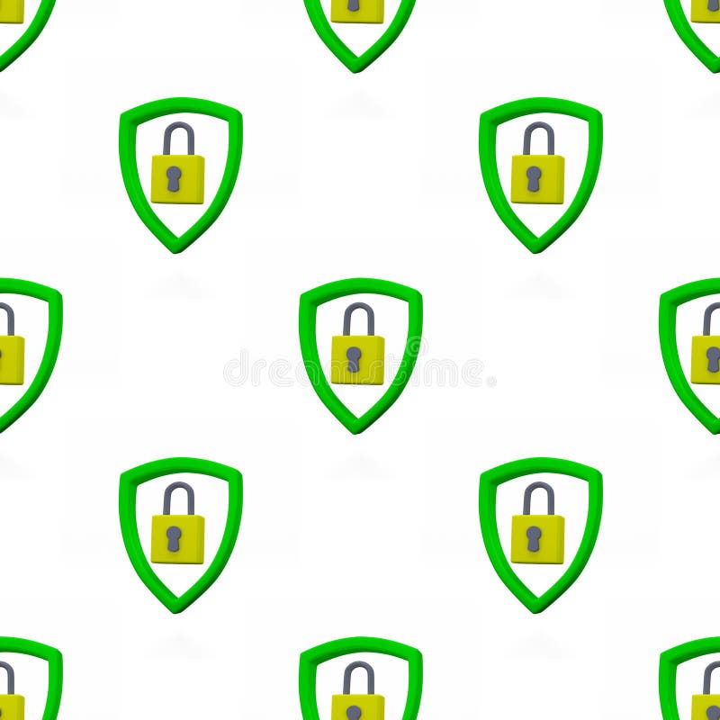 Padlock in Shield Seamless Pattern. Security, Safety, Protection ...