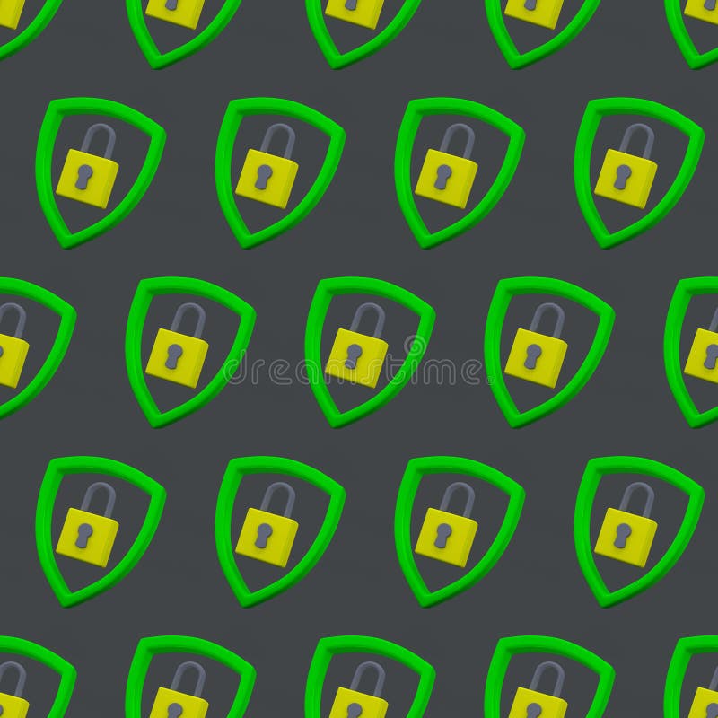 Padlock in Shield Seamless Pattern. Security, Safety, Protection ...