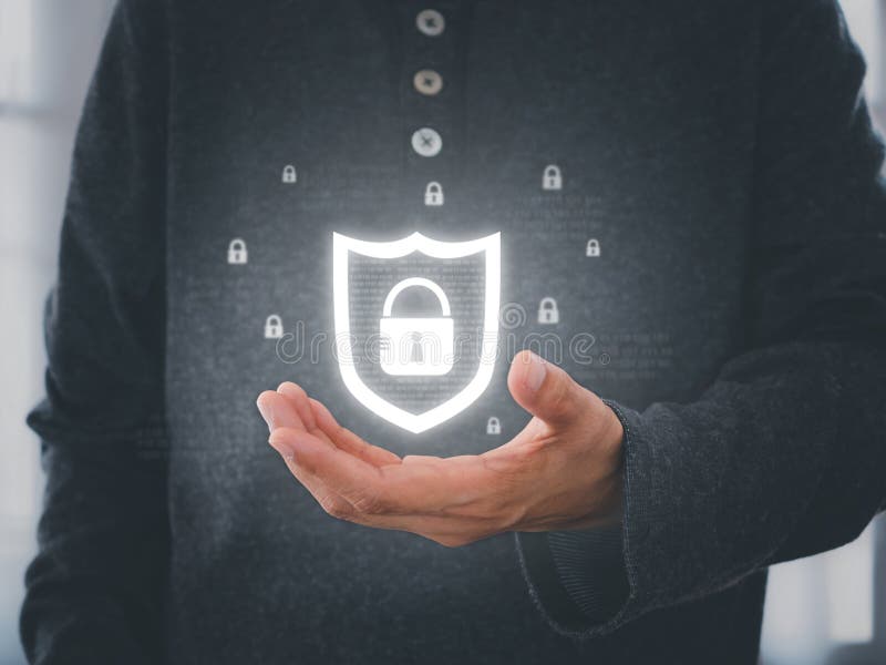 Padlock Sign Icon on User Hand. Security of Personal Information Stock ...