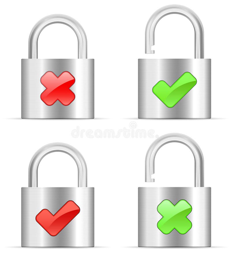 Padlock Silver Icon Check Mark Stock Vector - Illustration of isolated ...