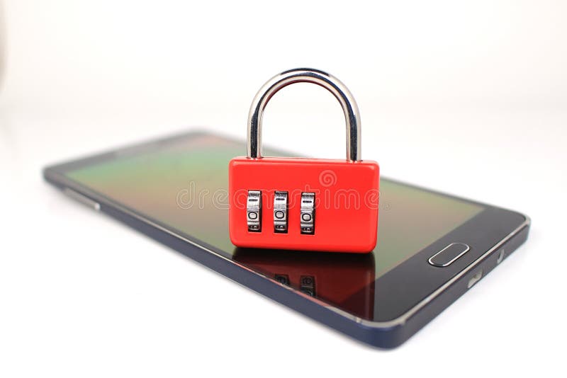 Padlock on a Smartphone, Security Concept Stock Photo - Image of phone ...