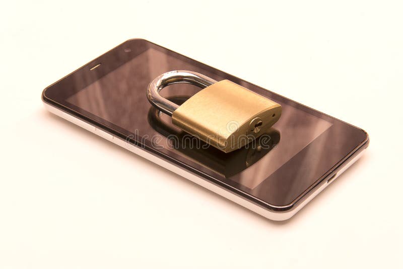 Padlock on Smartphone with White Background - Mobile Security Concept ...