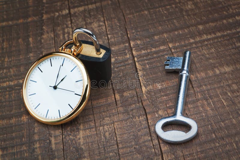 Padlock Store Time and the Key Controls. Stock Image - Image of savings ...