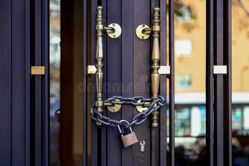 Padlock. String. Padlock on a Portal of a Building so that the ...