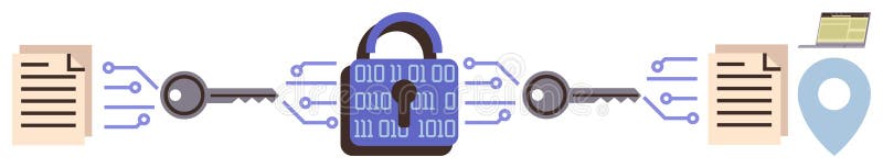 Cybersecurity Concept with Encryption Keys, Locked Data, and Digital ...