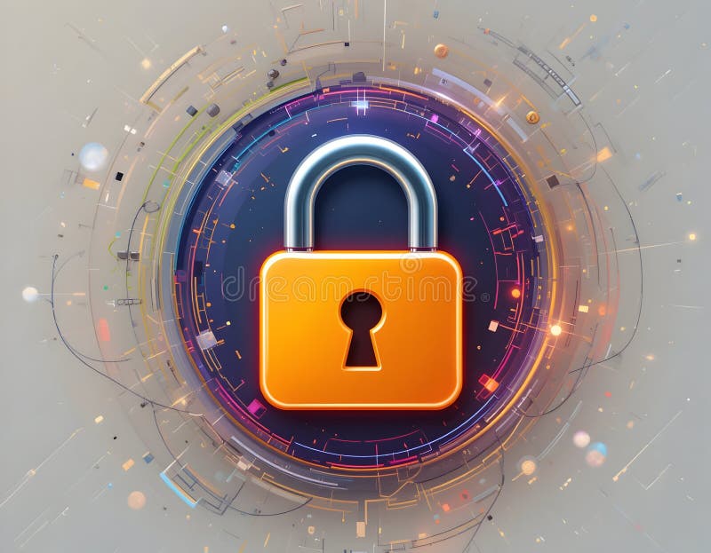 Padlock Symbol on Abstract Technological Background Illustration Stock ...