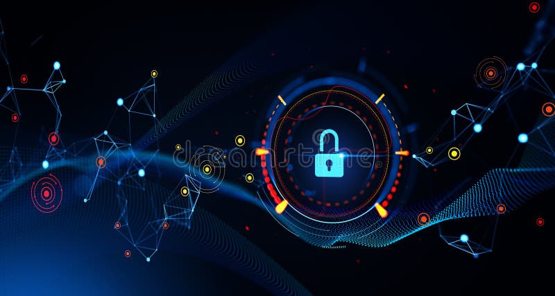 Lock Symbol with Diverse Lines and Circles, Internet Security Stock ...