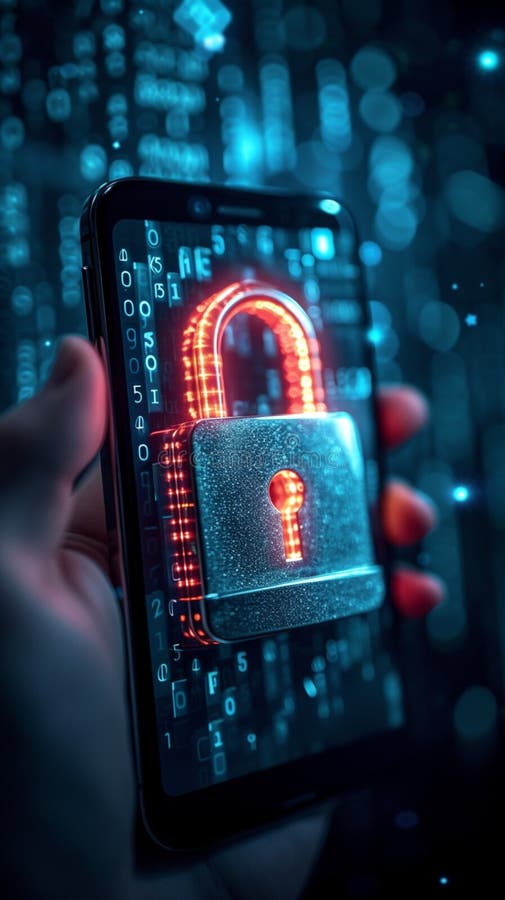 Padlock Symbol on a Mobile Phone Represents Encrypted Security and ...