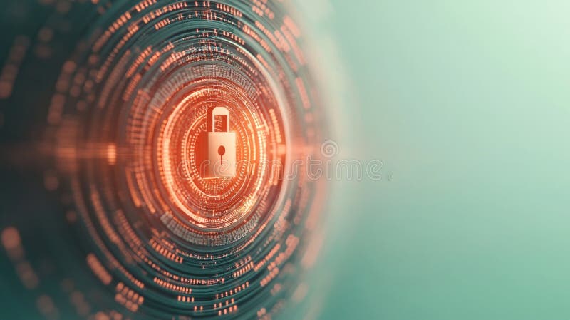 A Padlock Symbolizes Digital Security, Surrounded by Glowing Data Lines ...