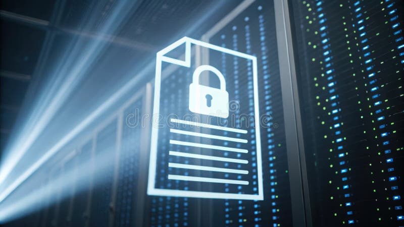 Padlock Symbolizing Security on a Server Background Illustrating ...