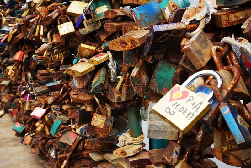 Padlock Texture As Tourist Vandalism Editorial Stock Photo - Image of ...