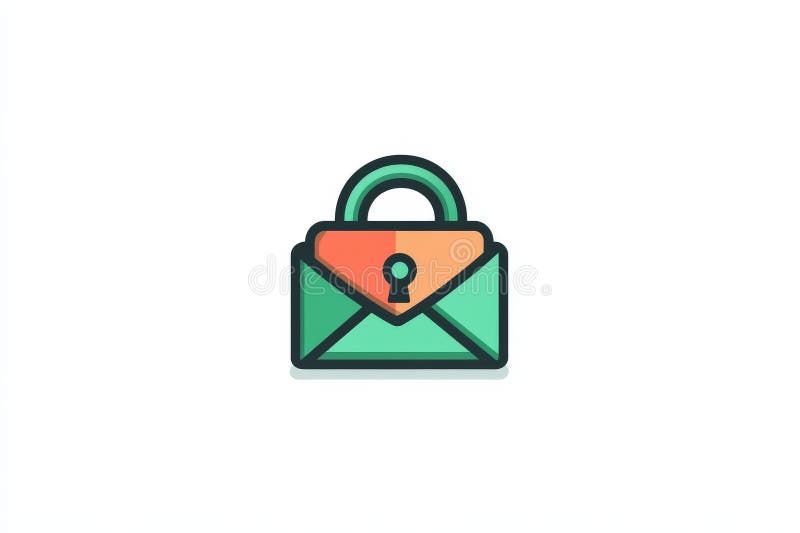 Padlock Themed Green Envelope Surrounded by Leaves Symbolizing Secure ...