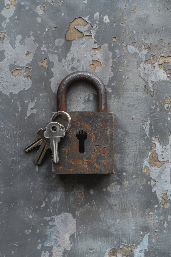A Padlock with Two Keys Attached. Ideal for Concepts of Security and ...