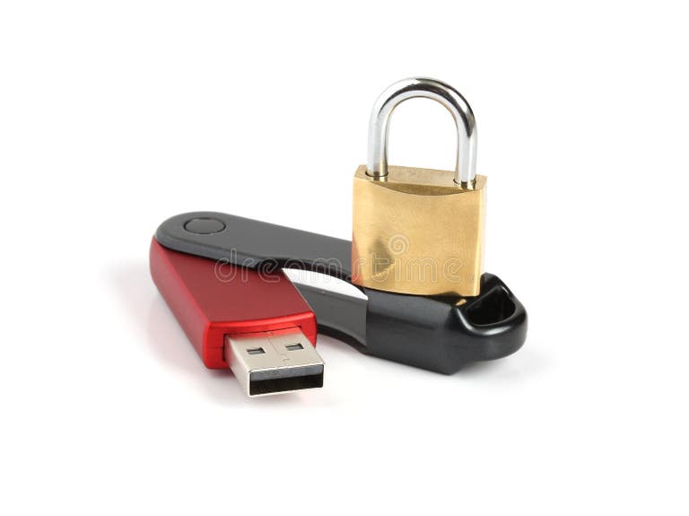 Padlock and USB Flash Drive Stock Image - Image of drive, information ...