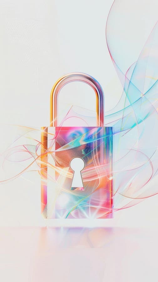 Padlock with Vibrant Abstract Light Effects, Security and Digital ...