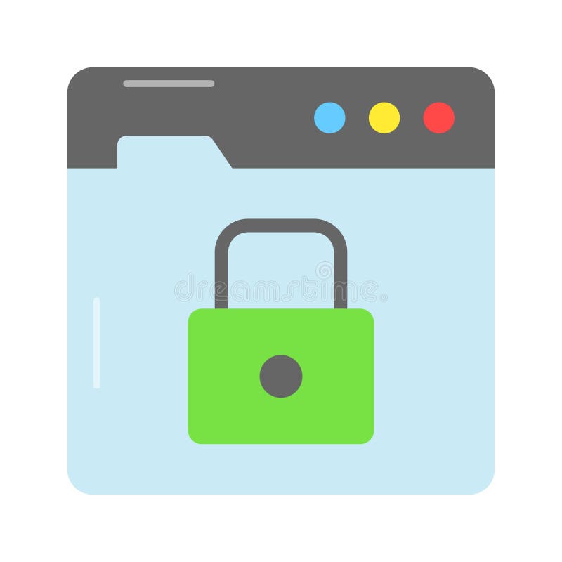 Padlock with Webpage Showing Concept Icon of Website Security in Trendy ...