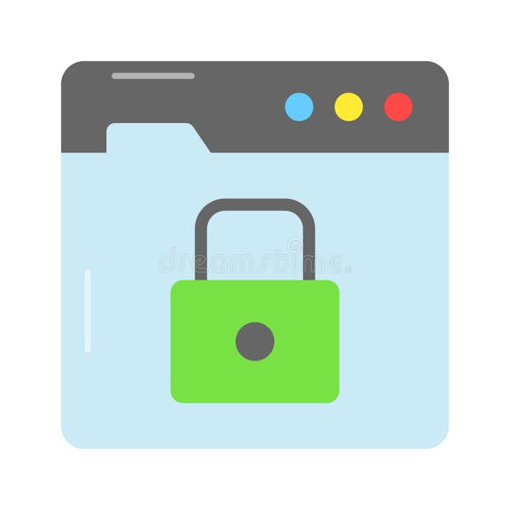 Padlock with Webpage Showing Concept Icon of Website Security in Trendy ...