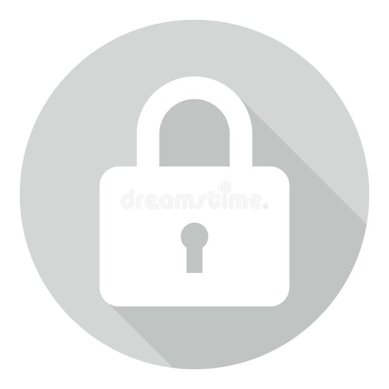 Padlock. White Padlock on a Gray Background with Shadow. Vector ...