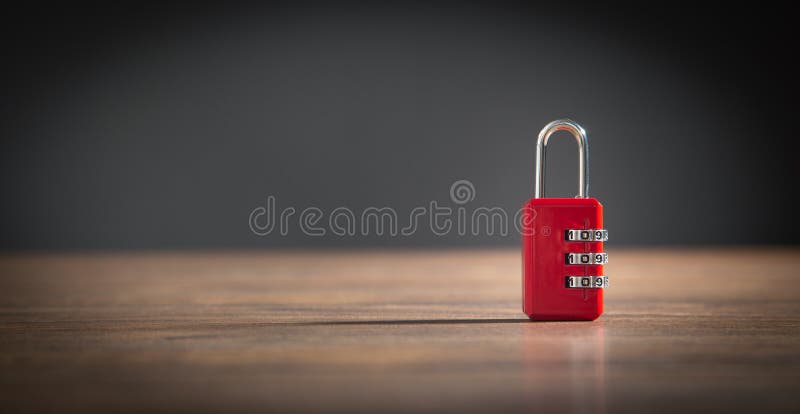 Padlock on the Wooden Table. Security Stock Image - Image of chrome ...