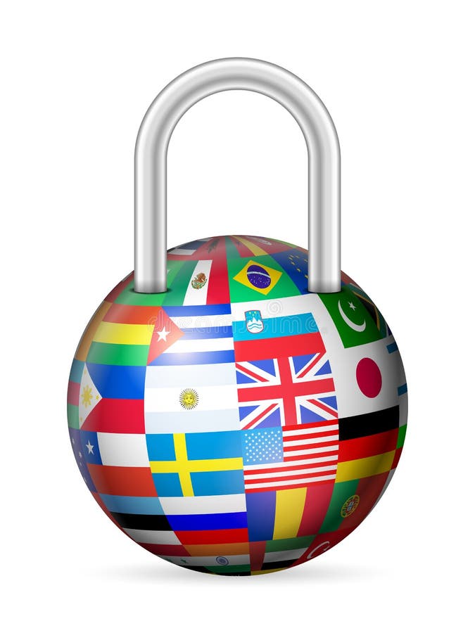 Padlock world flags stock vector. Illustration of lock - 124560119