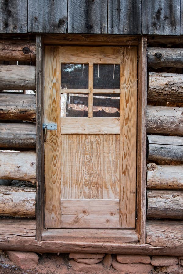 Log Cabin Door Window Close-up Stock Photo - Image of weathered ...