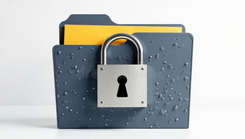 Padlocked Folder, Confidential Files on White Backdrop , Isolated ...