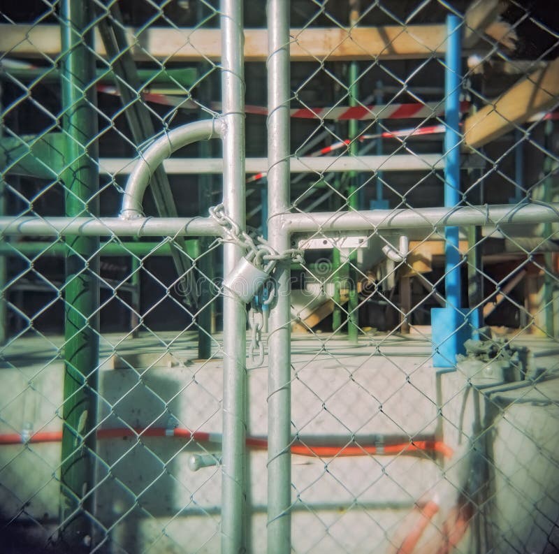 Padlocked Gate of a Building Site Stock Image - Image of progress ...
