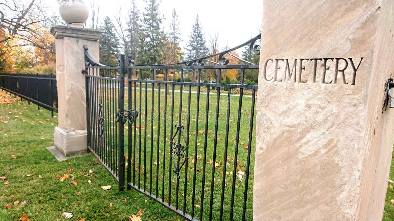 Padlocked Gates To a Cemetary with Black Iron Stock Photo - Image of ...