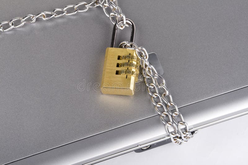 Padlocked Laptop with Chains Stock Photo - Image of fastened, laptop ...