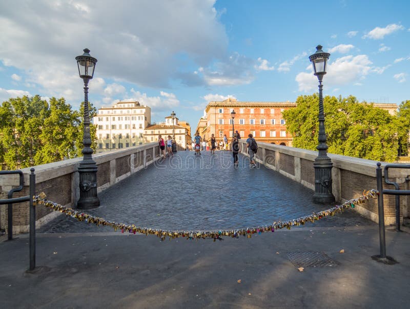 Padlocks Bridge in Rome editorial stock photo. Image of italian - 79586173