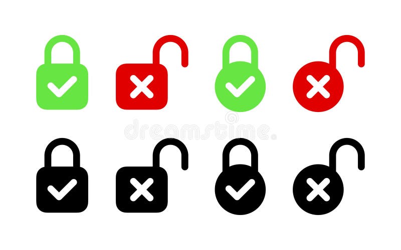 Padlocks with Check Mark Icons. Locks Icons Stock Vector - Illustration ...