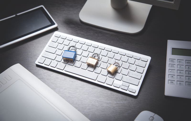 Padlocks on the Computer Keyboard. Security Stock Photo - Image of ...