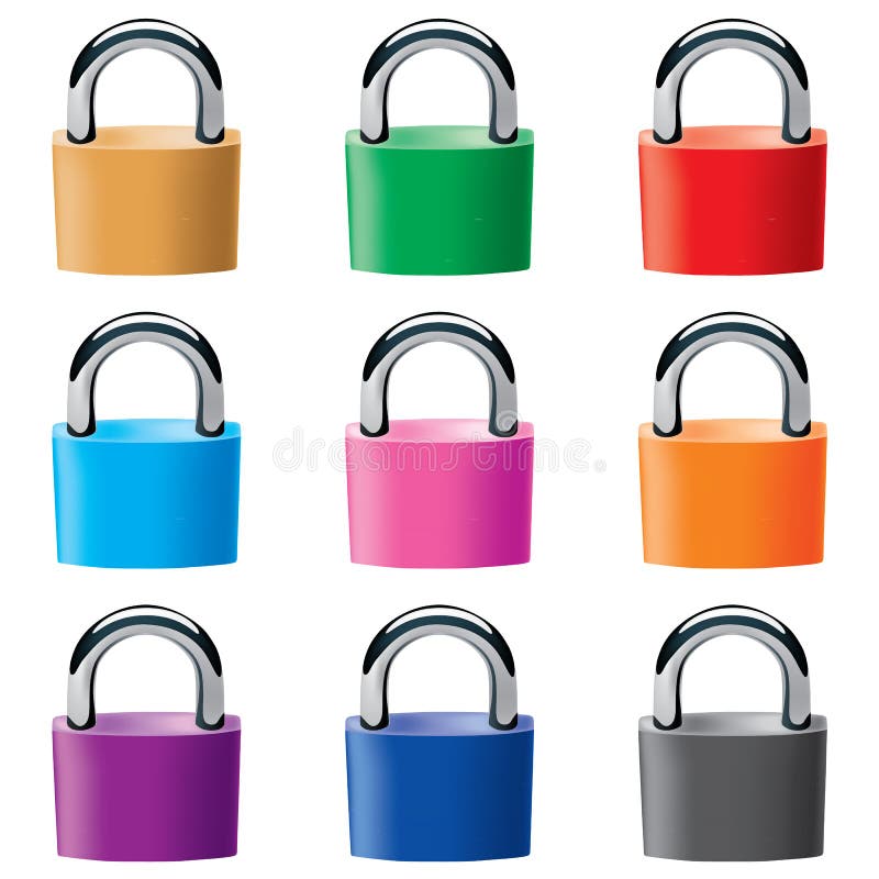 Padlocks in Diferent Colours Stock Vector - Illustration of blue ...