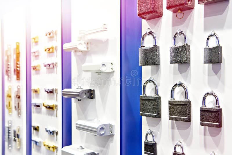 Padlocks and Door Locks in Store Stock Image - Image of safe, building ...
