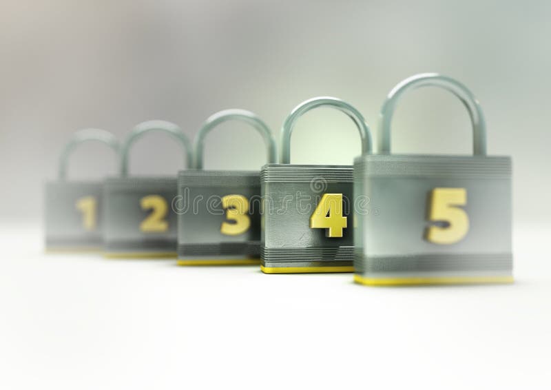 Padlocks with Numbers One To Five on Them Stock Illustration ...