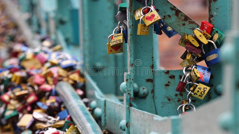 Padlocks on Tumski Bridge in Wroclaw, Poland Stock Image - Image of ...